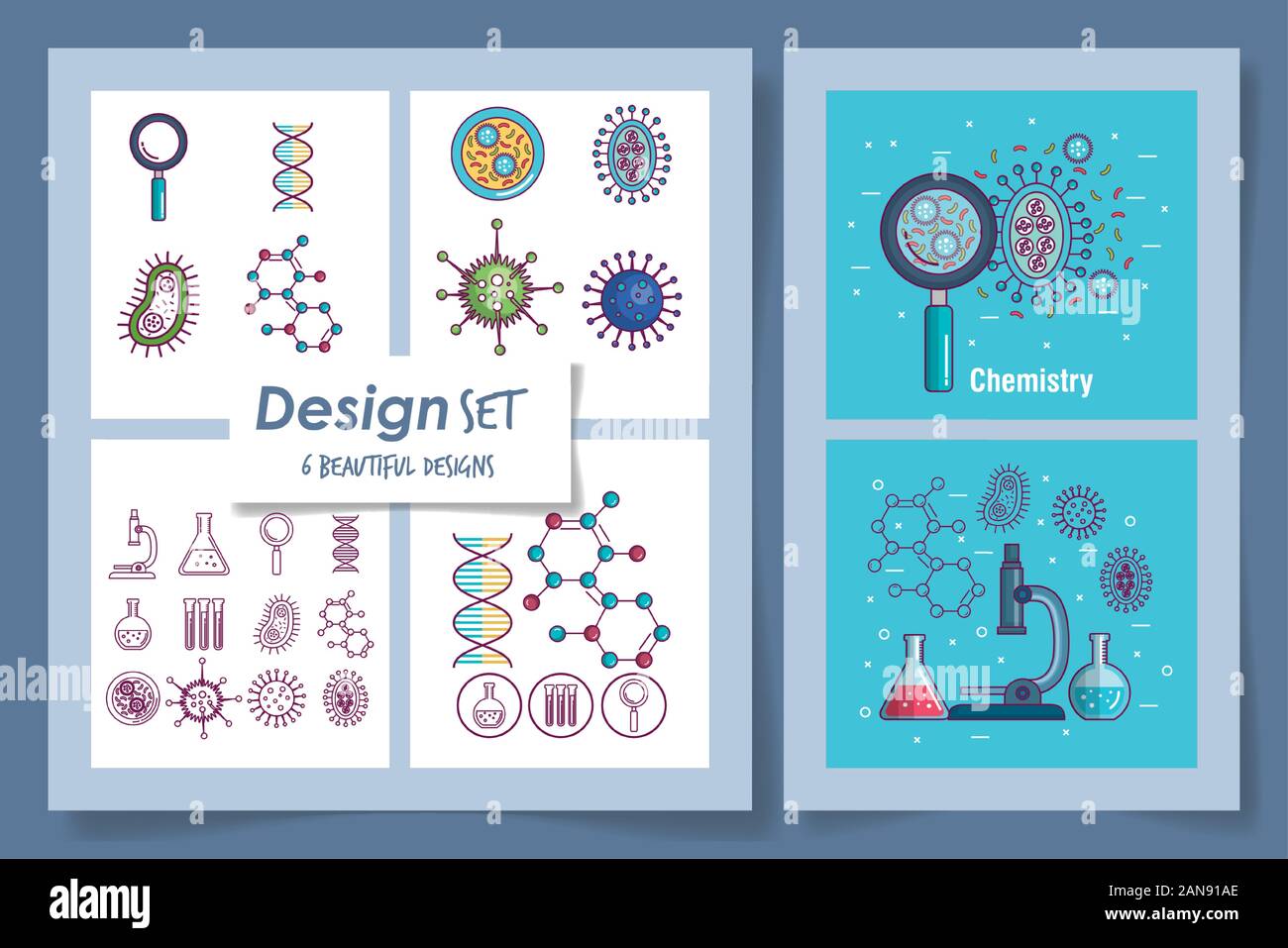 Six designs of chemistry and science icons Stock Vector Image & Art - Alamy