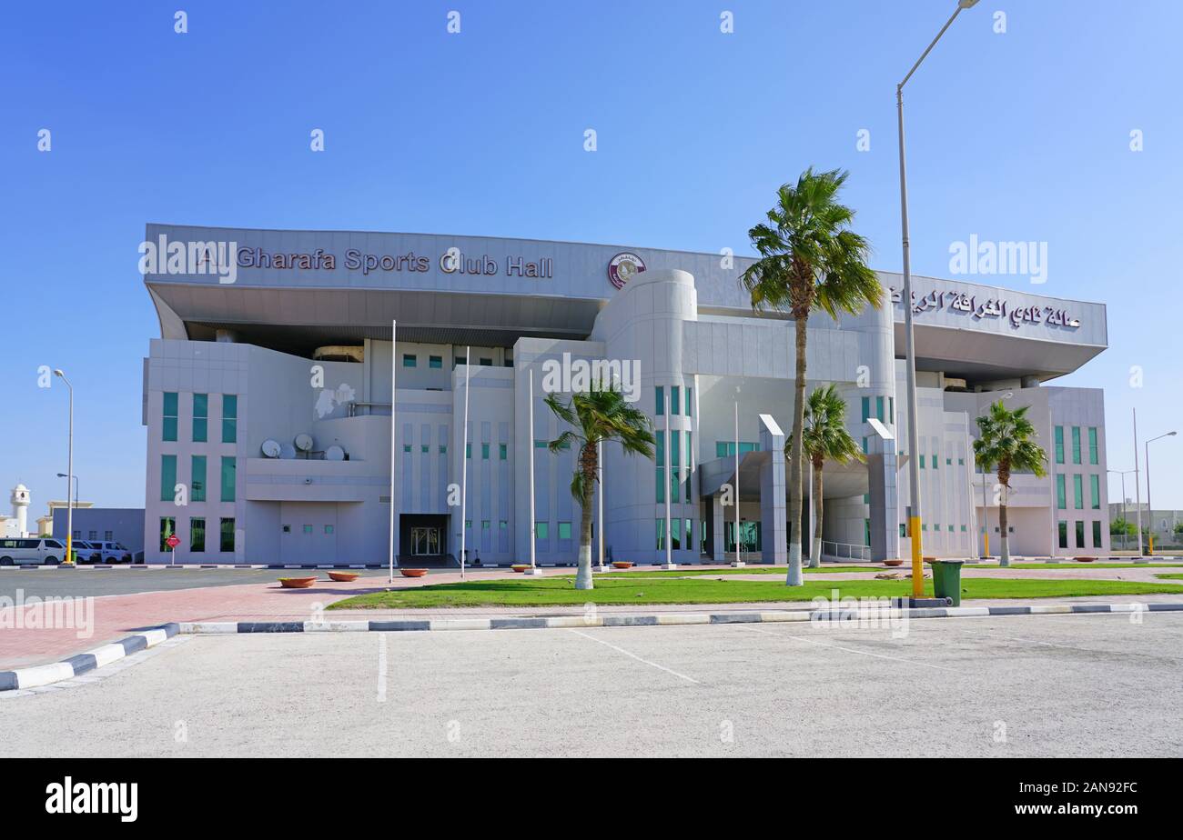 AL RAYYAN, QATAR -12 DEC 2019- View of the Al-Gharafa Sports Club Hall ...