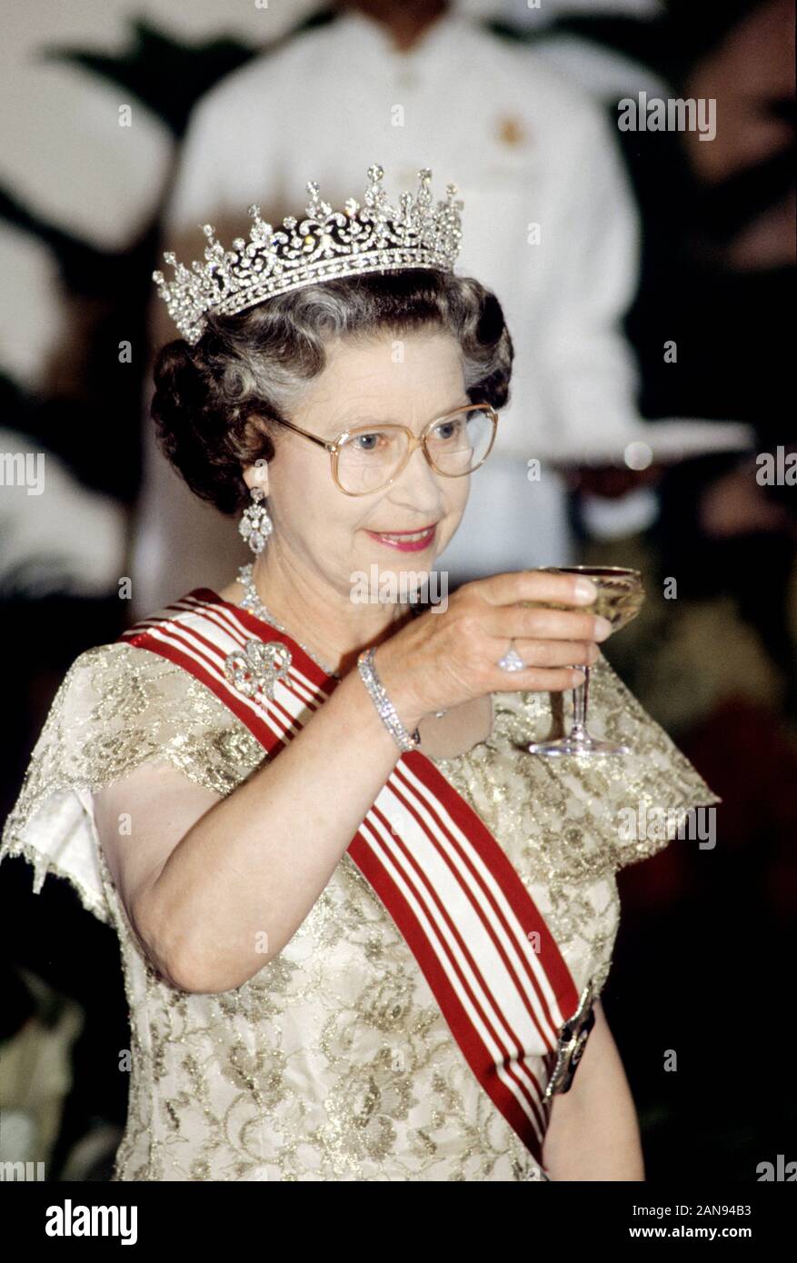 Queen Elizabeth Ii Evening Dress High Resolution Stock Photography and ...