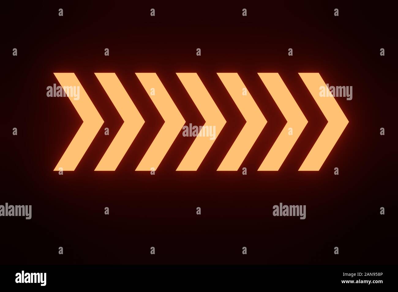 Direction Arrow Neon Light Symbol on black isolate. Banner direction ...