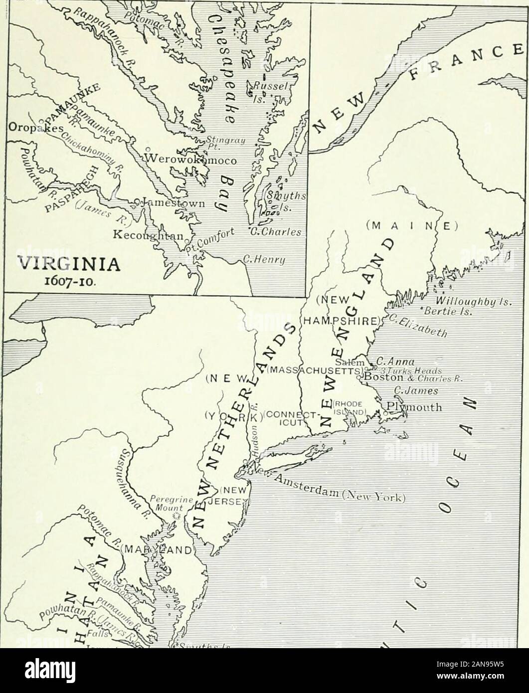 Virginia colony map hi-res stock photography and images - Alamy