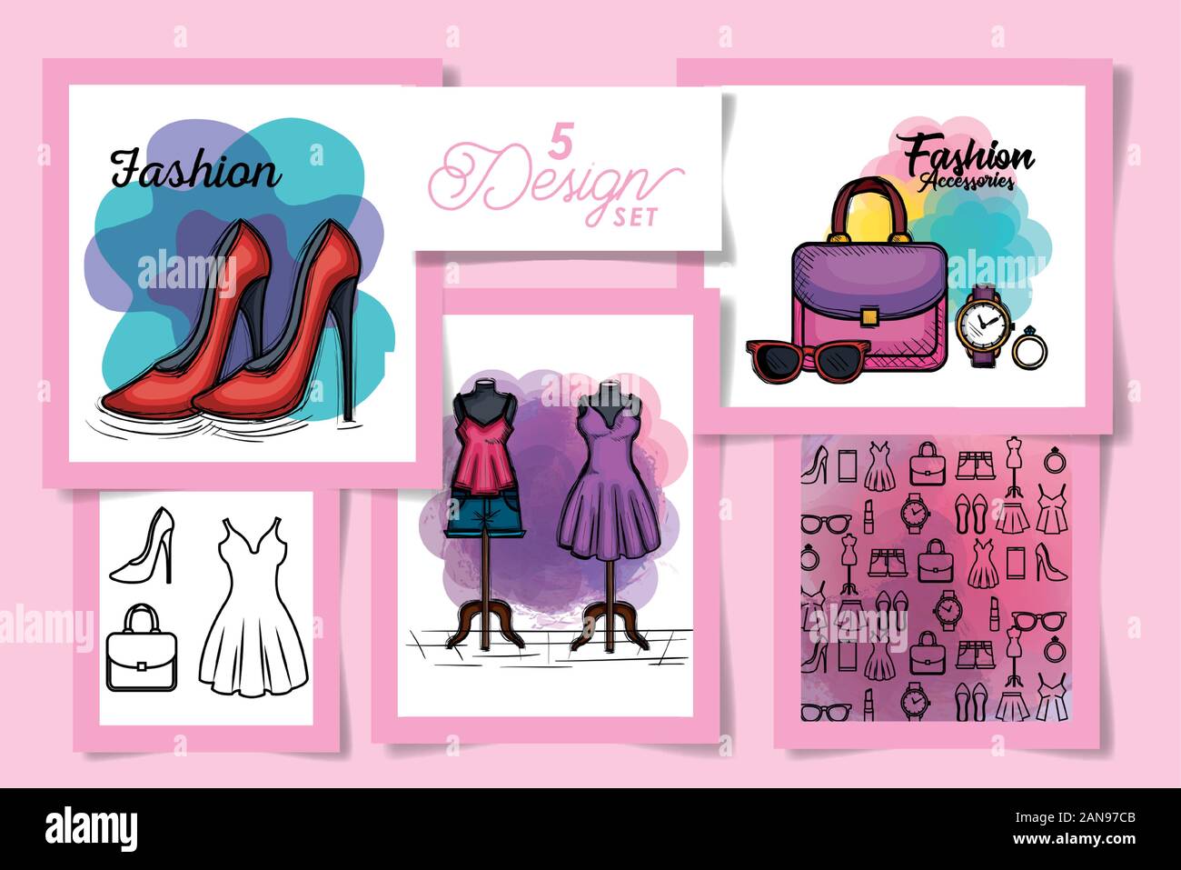 Five designs of female fashion cloth Stock Vector Image & Art - Alamy