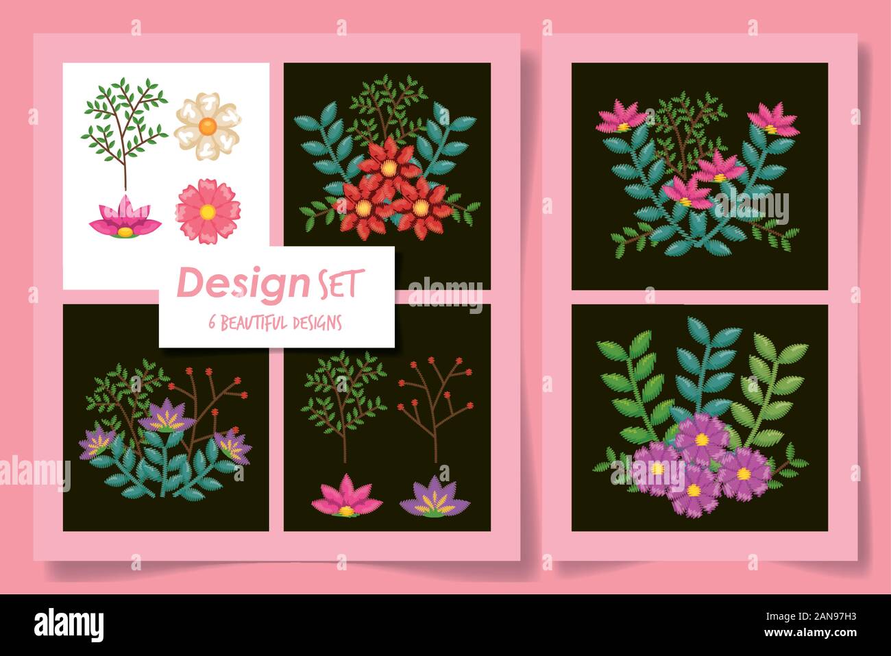 Six designs of natural flowers and leaves Stock Vector Image & Art - Alamy
