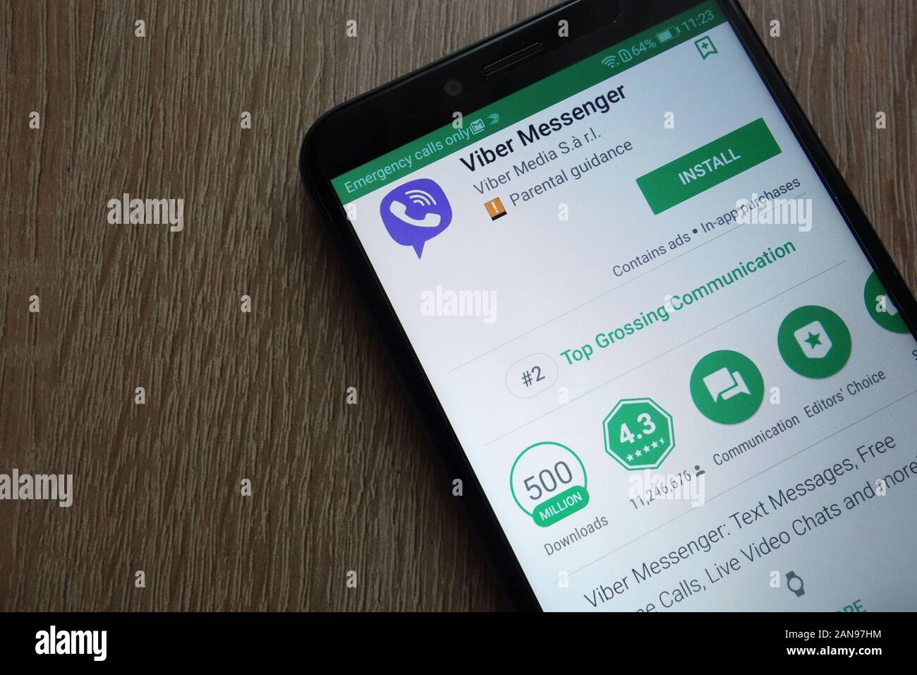 Viber Messenger app on Google Play Store website displayed on a modern ...