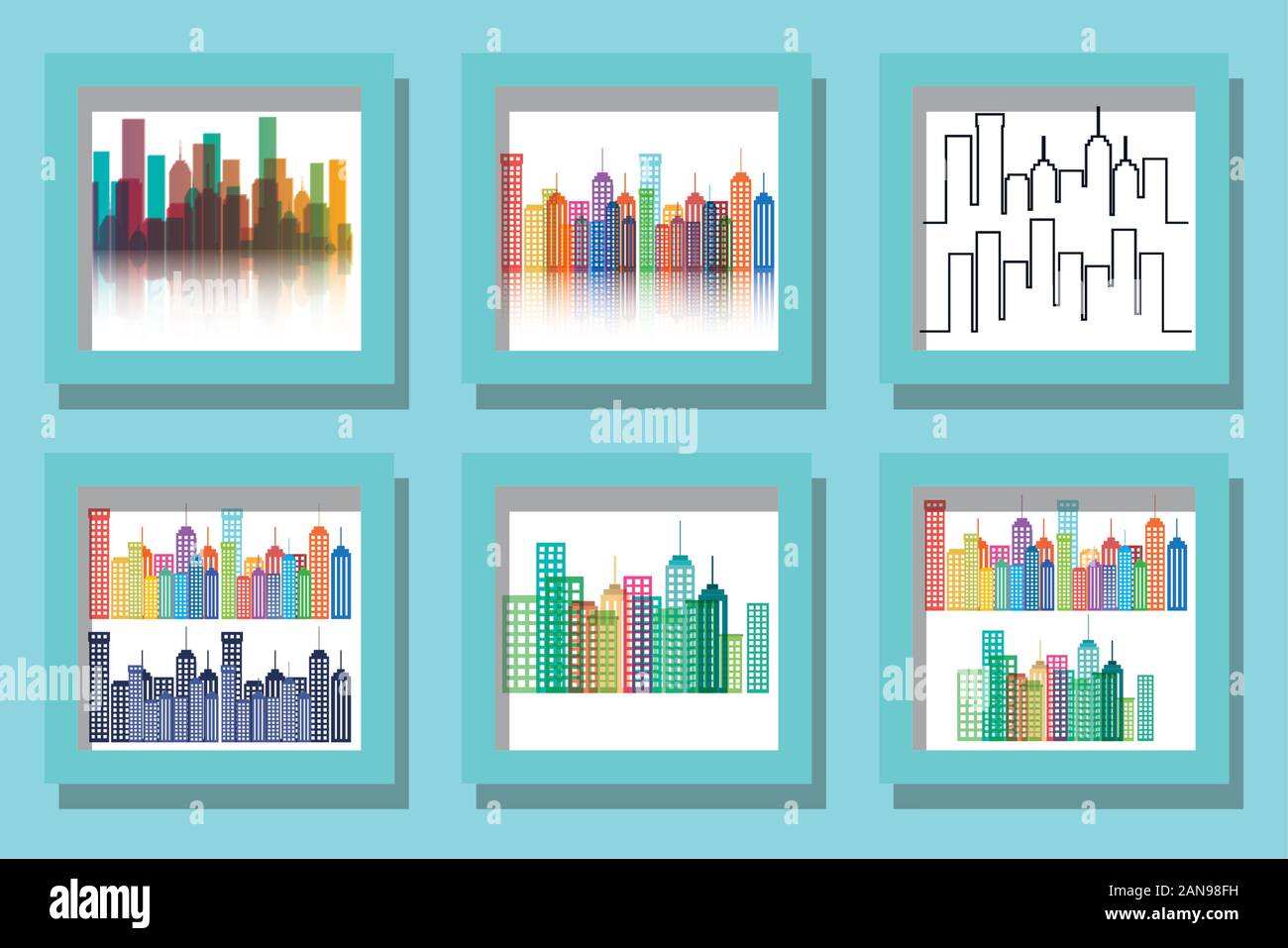 City buildings set inside frames vector design Stock Vector Image & Art ...