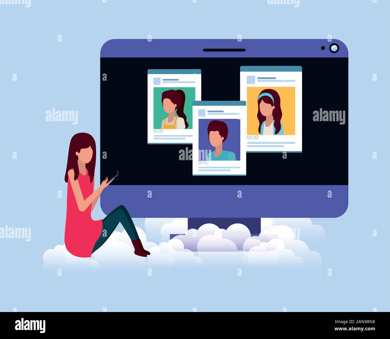 Digital computer and people vector design Stock Vector Image & Art - Alamy