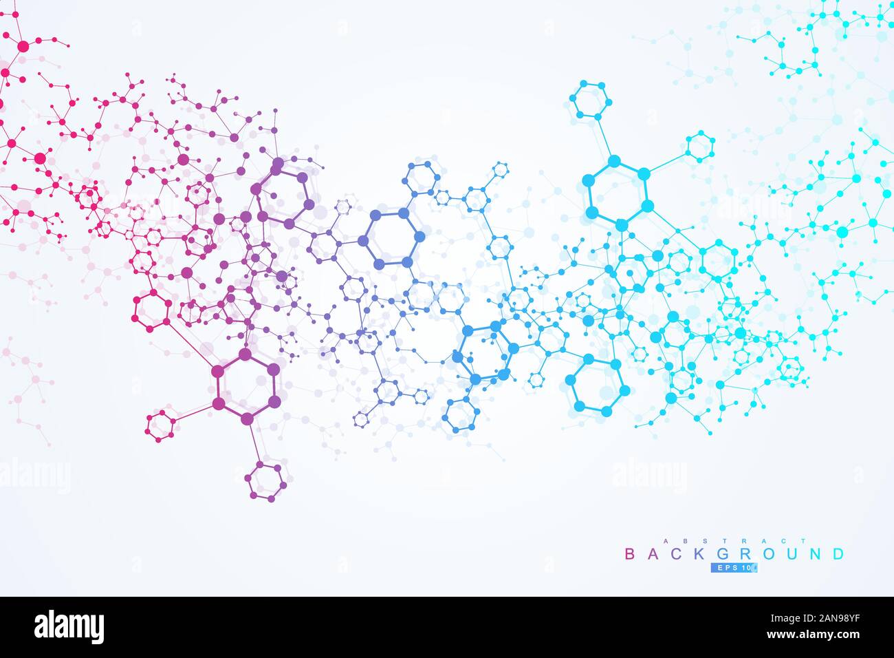 Science network pattern, connecting lines and dots. Technology hexagons ...