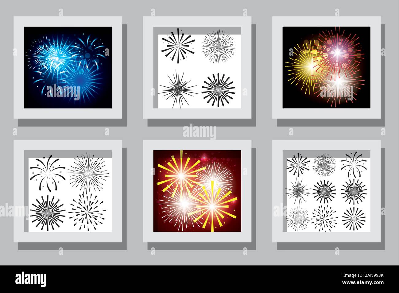 Celebration fireworks frames set vector design Stock Vector Image & Art ...