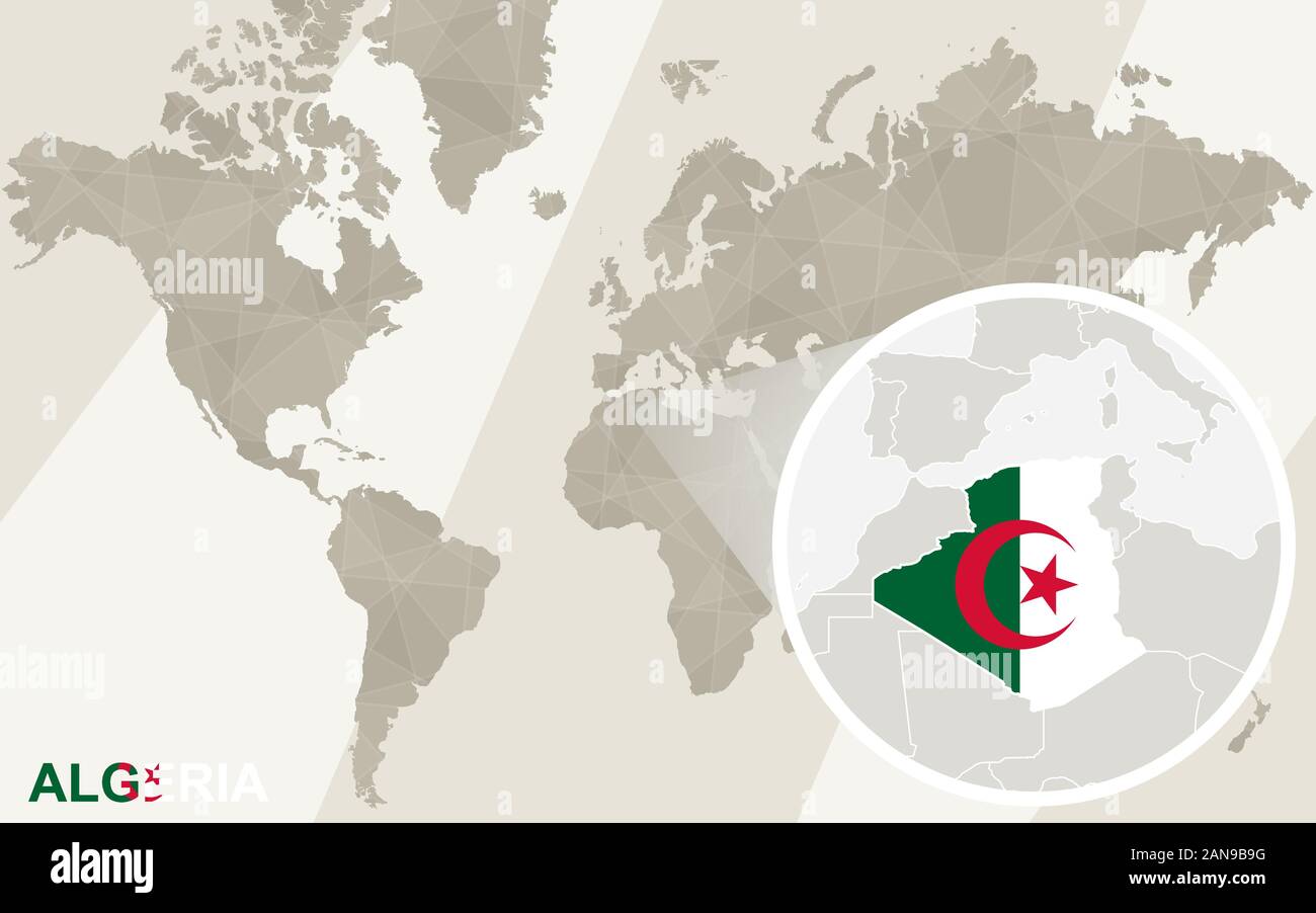 Zoom on Algeria Map and Flag. World Map Stock Vector Image & Art - Alamy