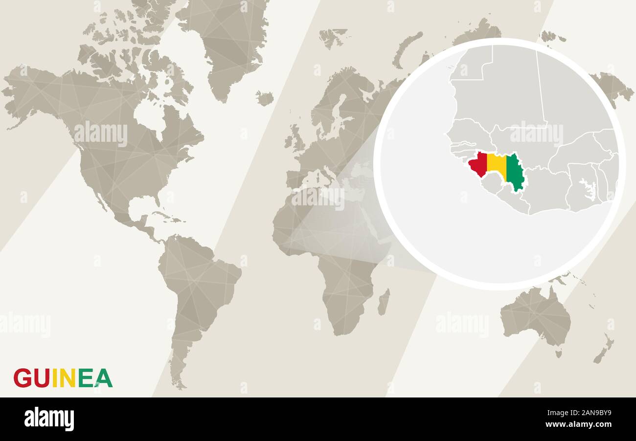 Zoom on Guinea Map and Flag. World Map Stock Vector Image & Art - Alamy