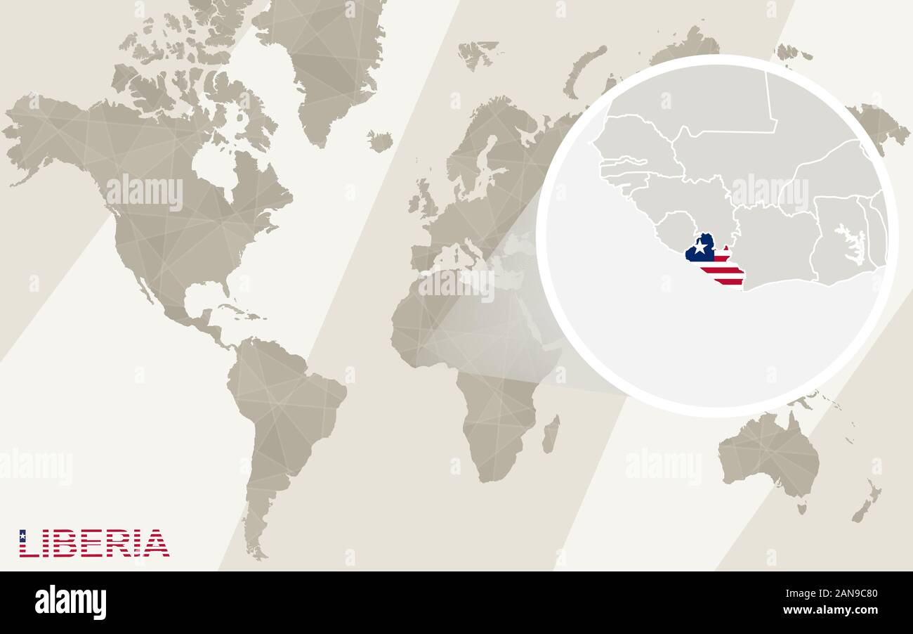 Zoom on Liberia Map and Flag. World Map Stock Vector Image & Art - Alamy