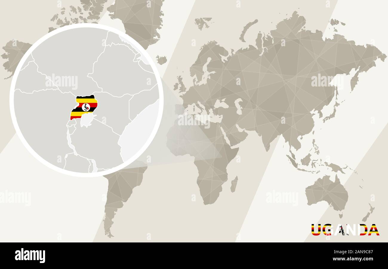 Zoom on Uganda Map and Flag. World Map Stock Vector Image & Art - Alamy