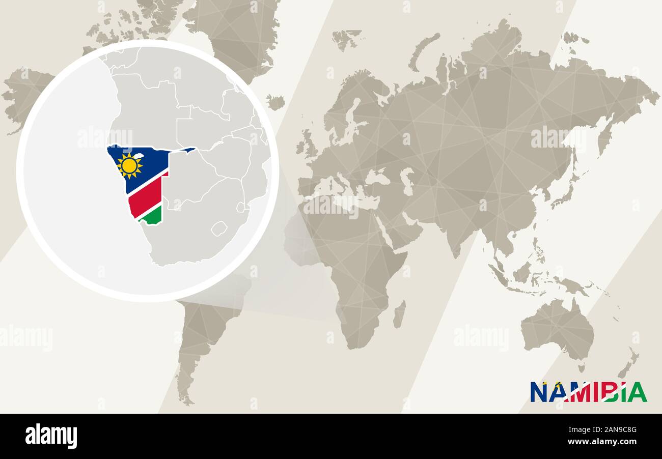 Zoom on Namibia Map and Flag. World Map Stock Vector Image & Art - Alamy