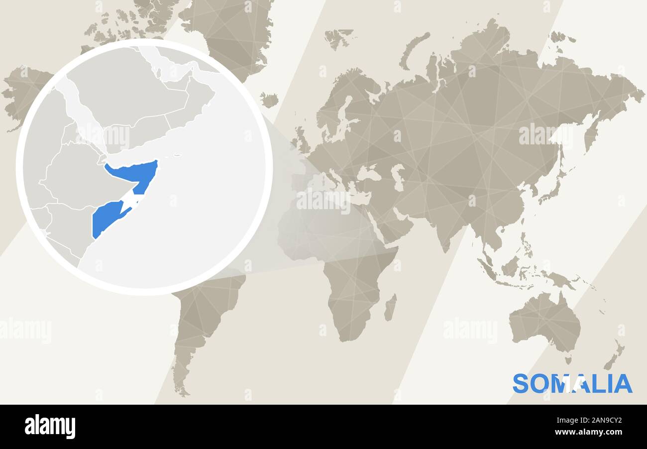 Zoom on Somalia Map and Flag. World Map Stock Vector Image & Art - Alamy