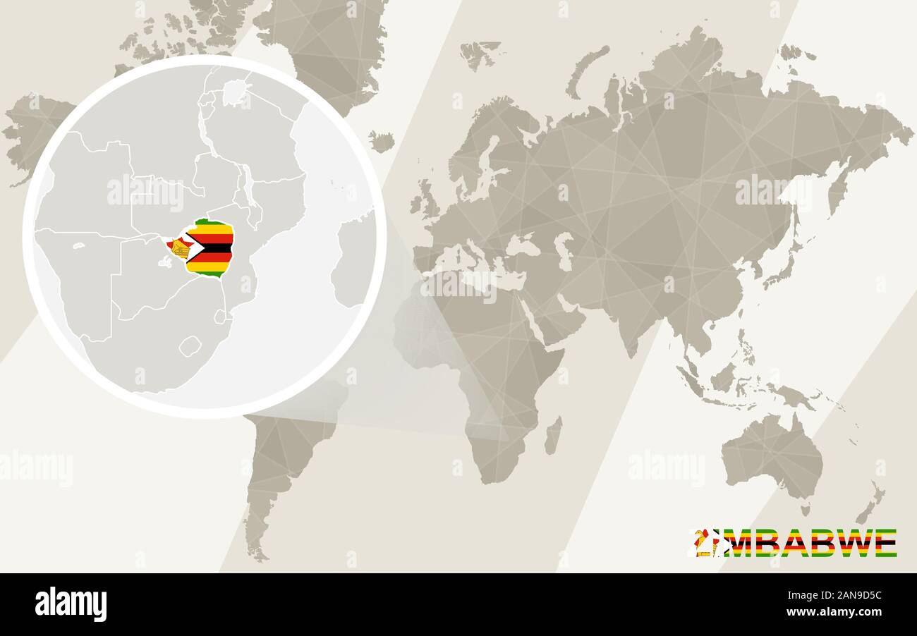 Zoom on Zimbabwe Map and Flag. World Map Stock Vector Image & Art - Alamy