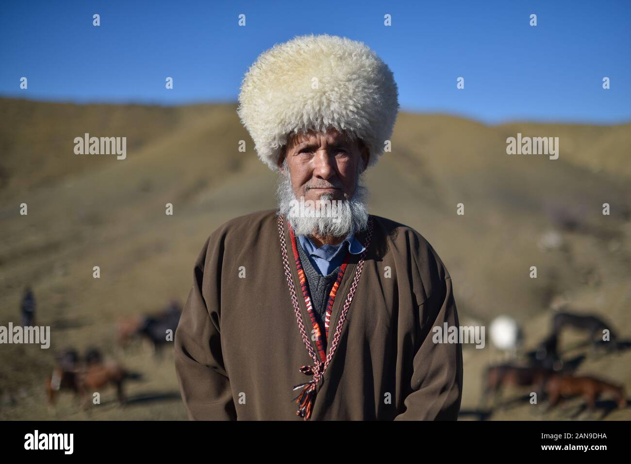 A Turkmen man wearing traditional Turkmen's costume in Raz-and-Jargalan ...