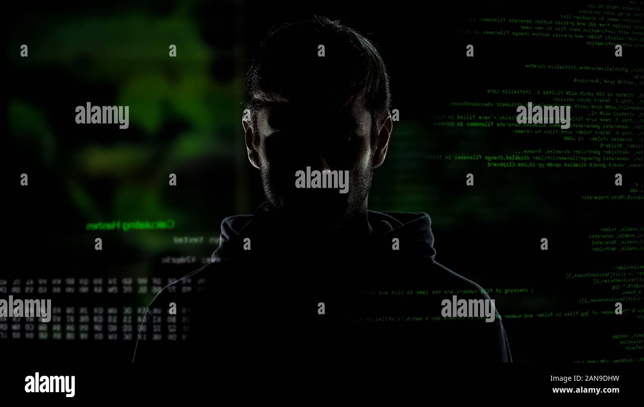 Anonymous internet male hacker with numbers and codes illustration ...