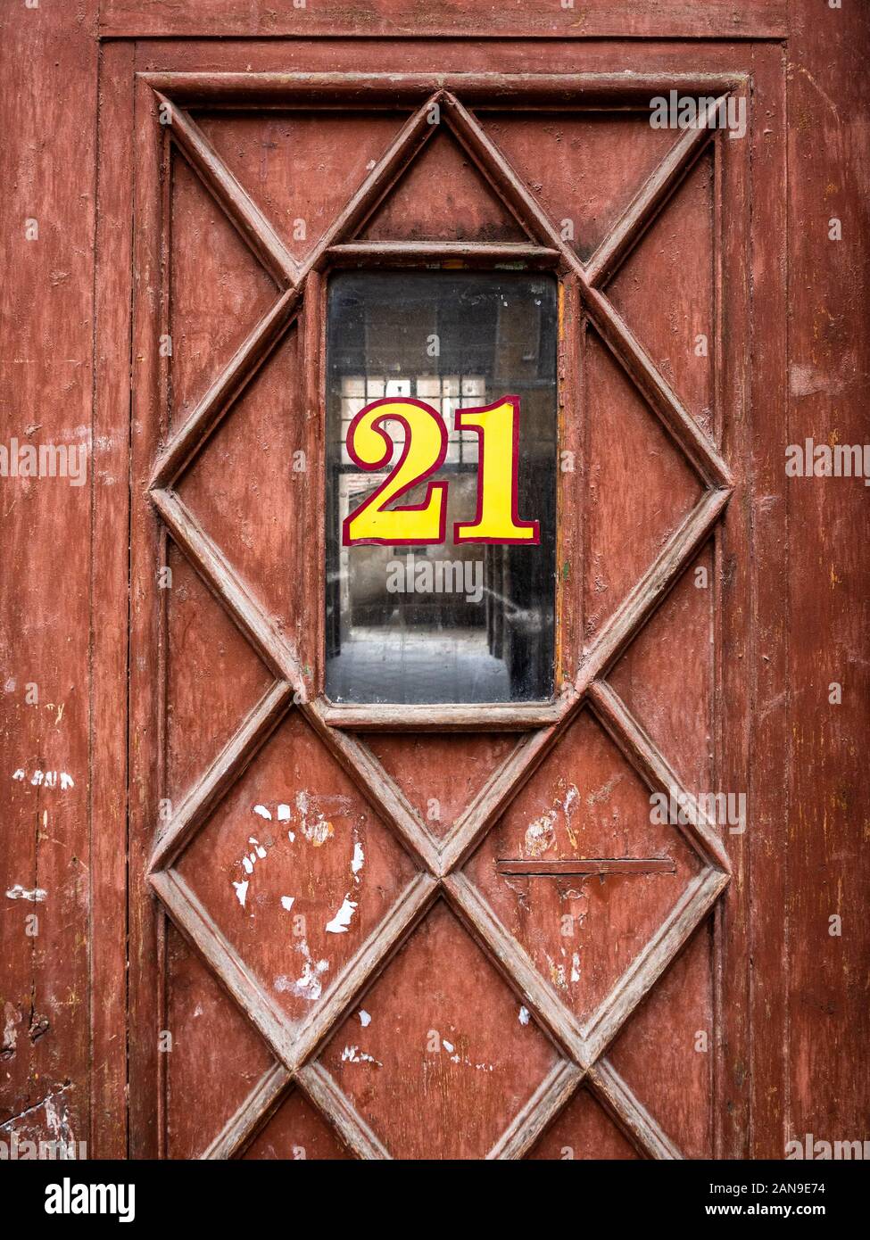 Number 21, twenty one, street number sign on the door Stock Photo - Alamy
