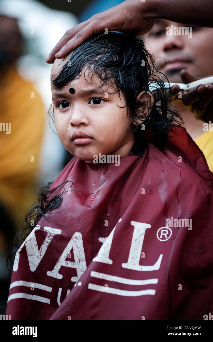 Batu Caves, Malaysia - January 21 2019 : Close-up of baby boy devotee ...