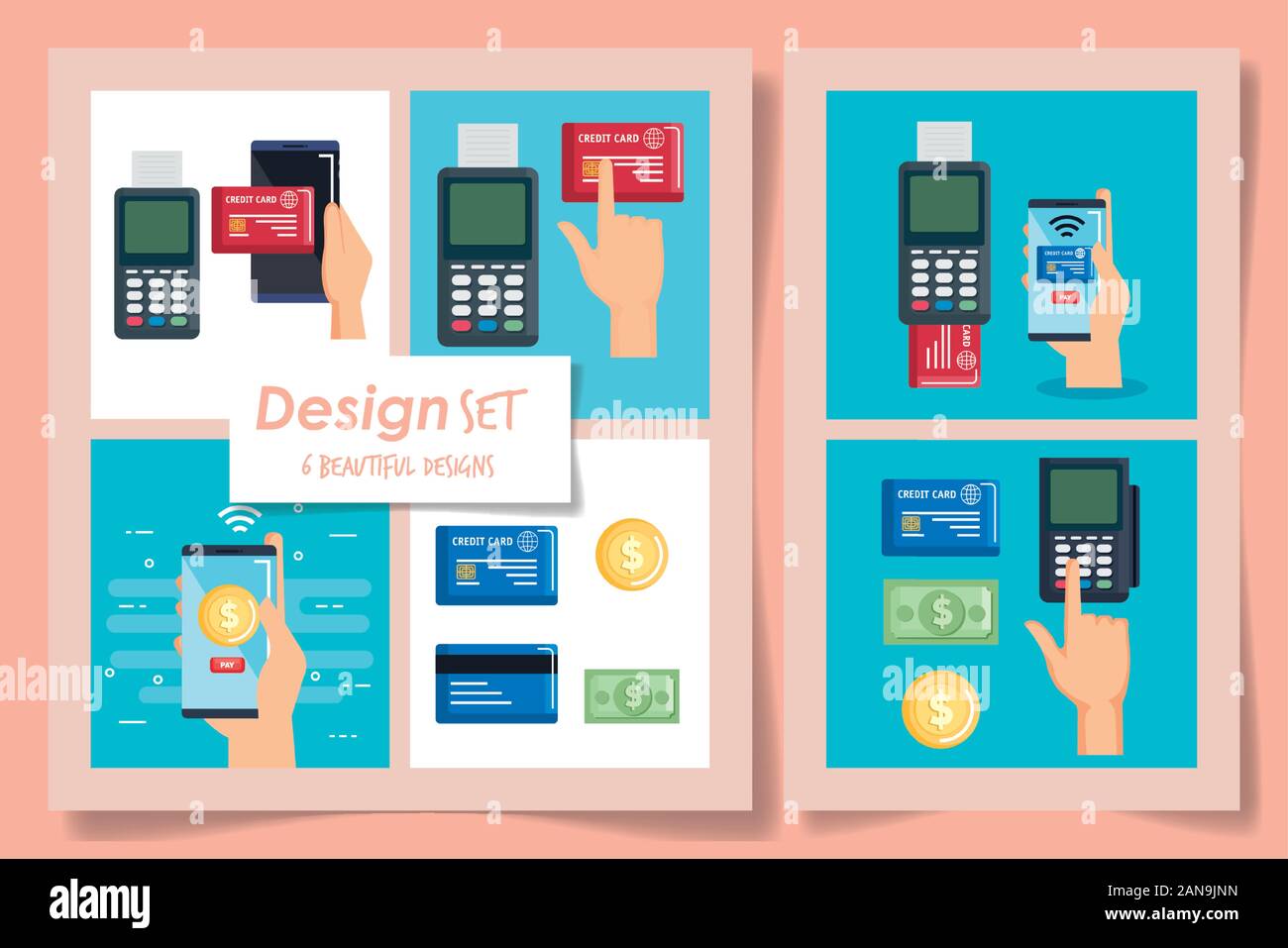 six designs of nfc technology and icons Stock Vector Image & Art - Alamy