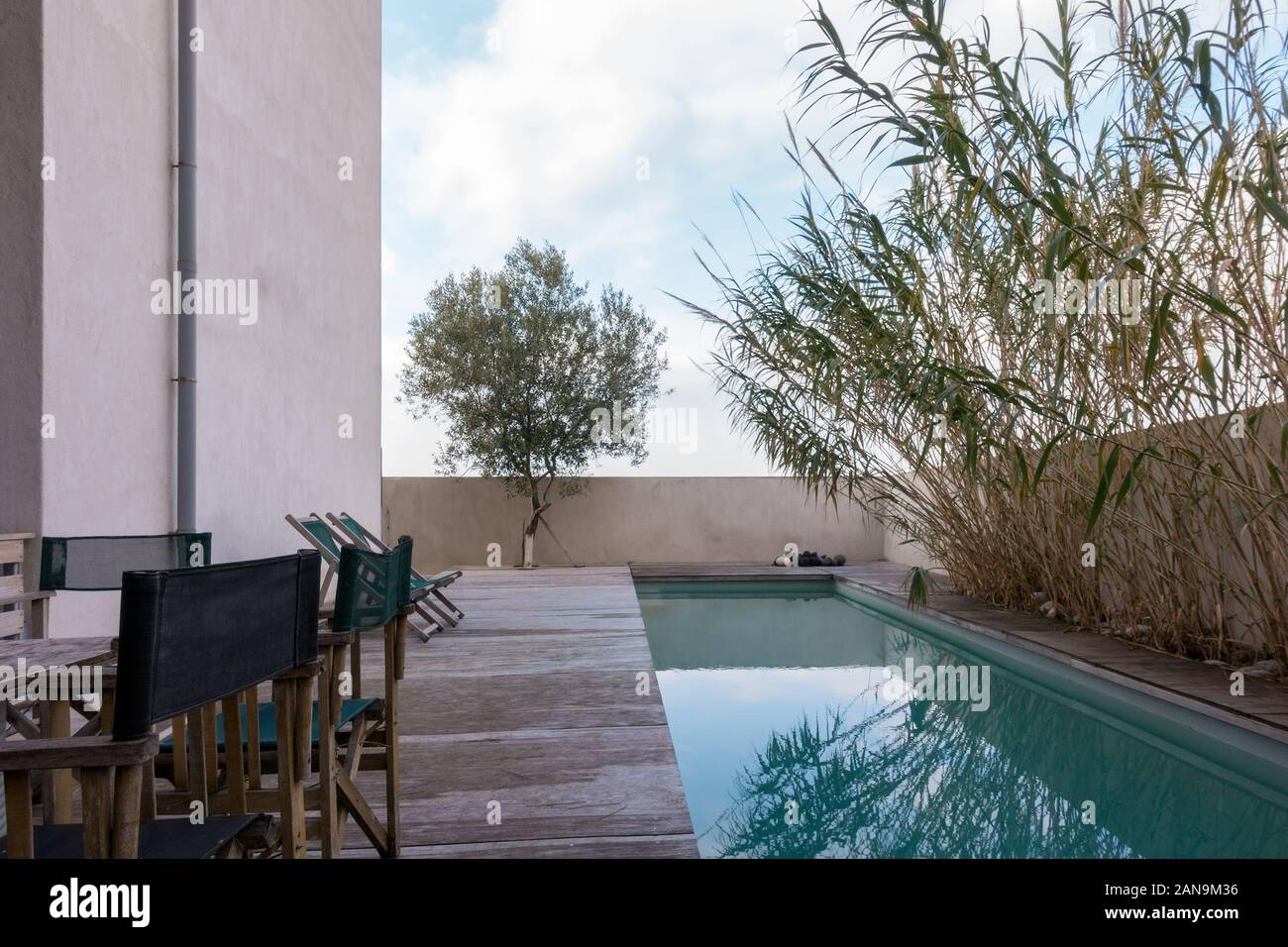 November 24th 2018 - Thessaloniki, Greece - View to the swimming pool ...