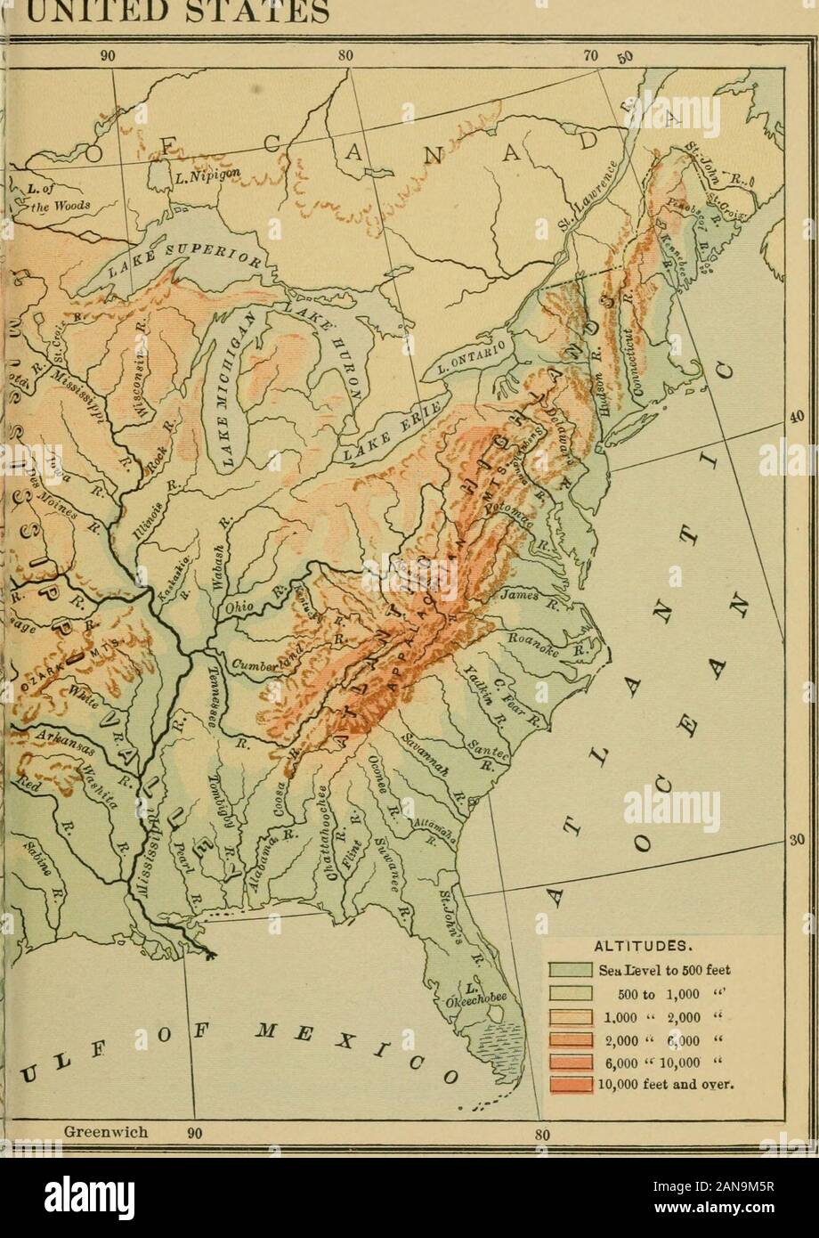 13 Colonies Physical Features Map