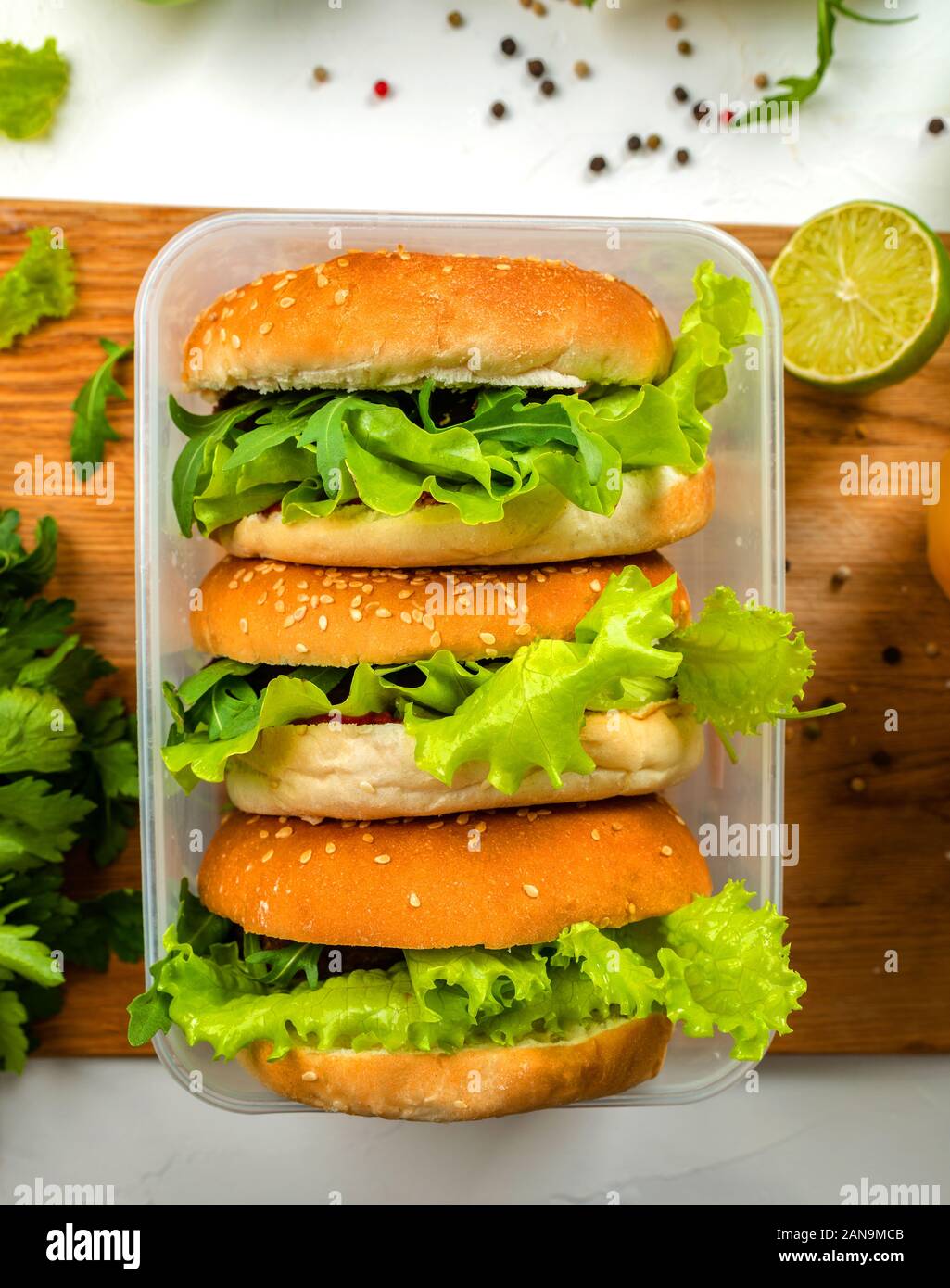 Burger top view hi-res stock photography and images - Alamy