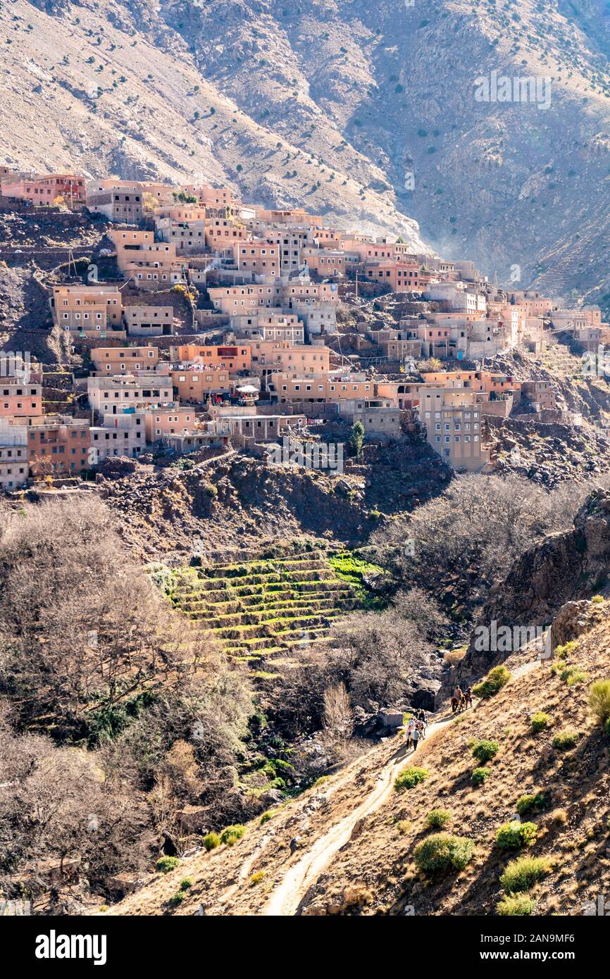 Amazing Berber village located high in Atlas mountains, Aroumd, Morocco ...