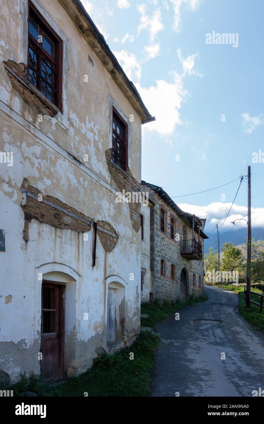 Street with old houses in Akritas village, Florina, Greece Stock Photo ...