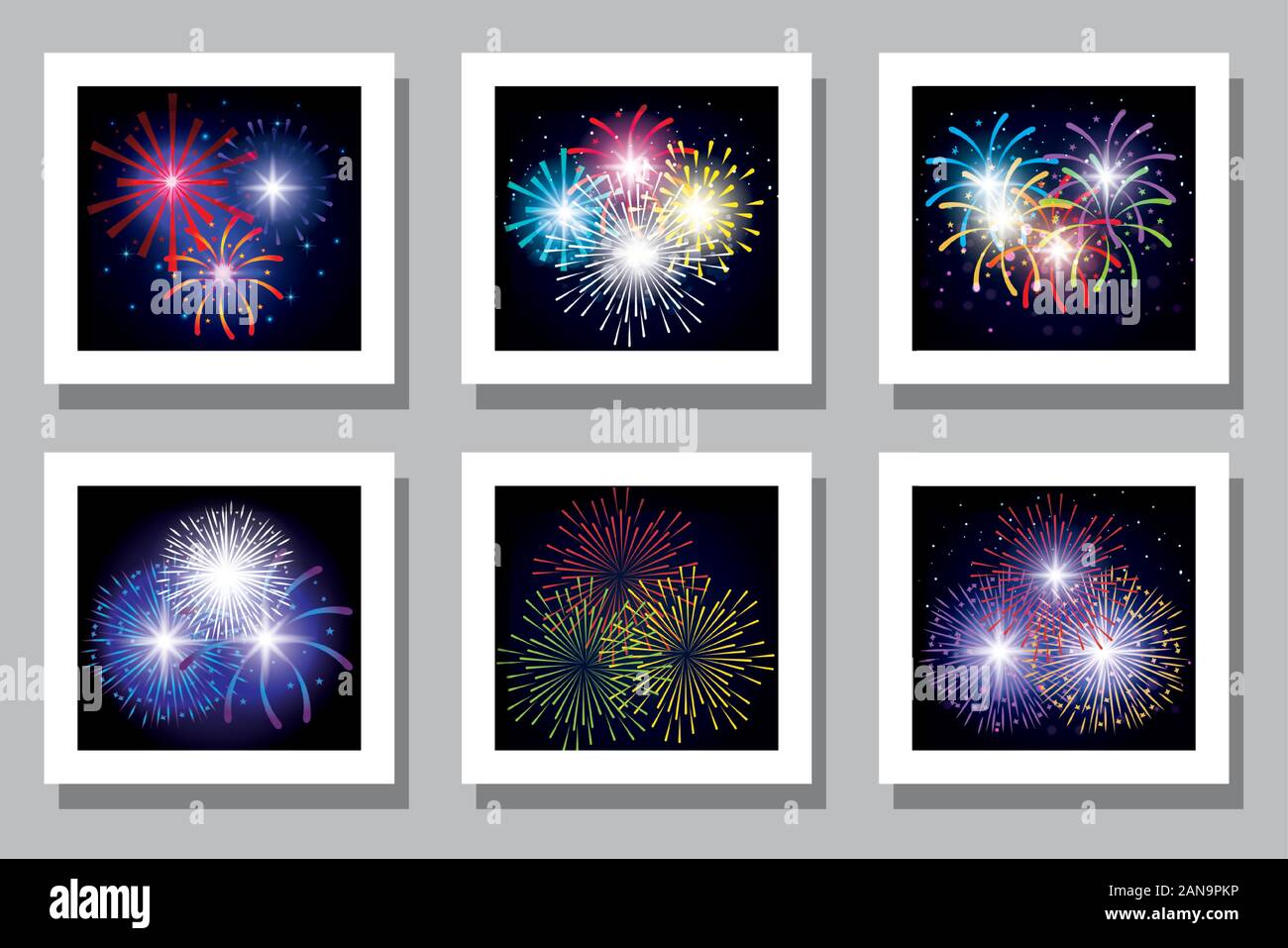Celebration fireworks frames set vector design Stock Vector Image & Art ...
