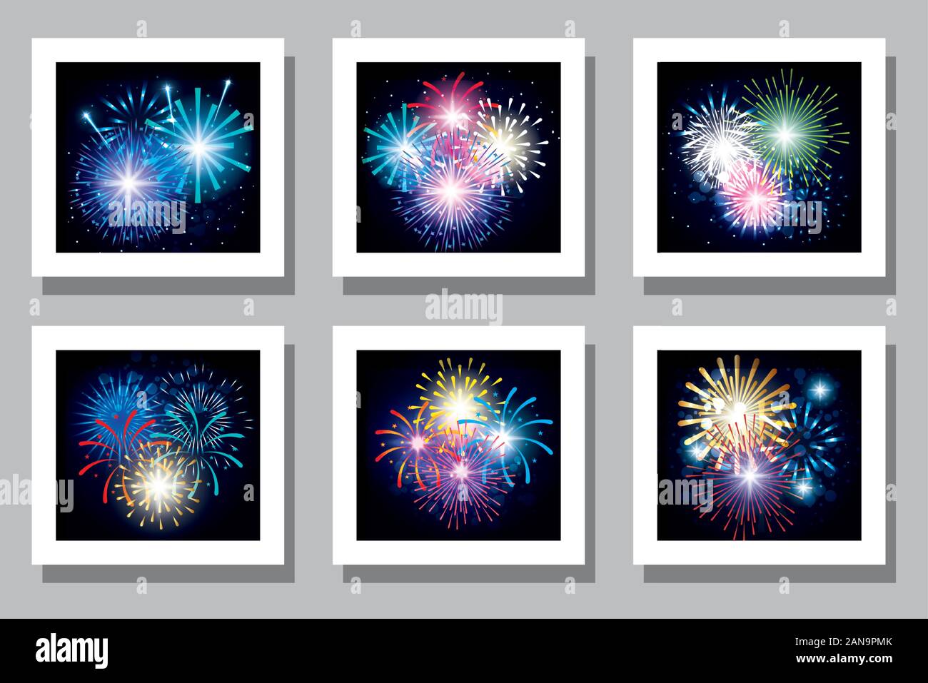 Celebration fireworks frames set vector design Stock Vector Image & Art ...