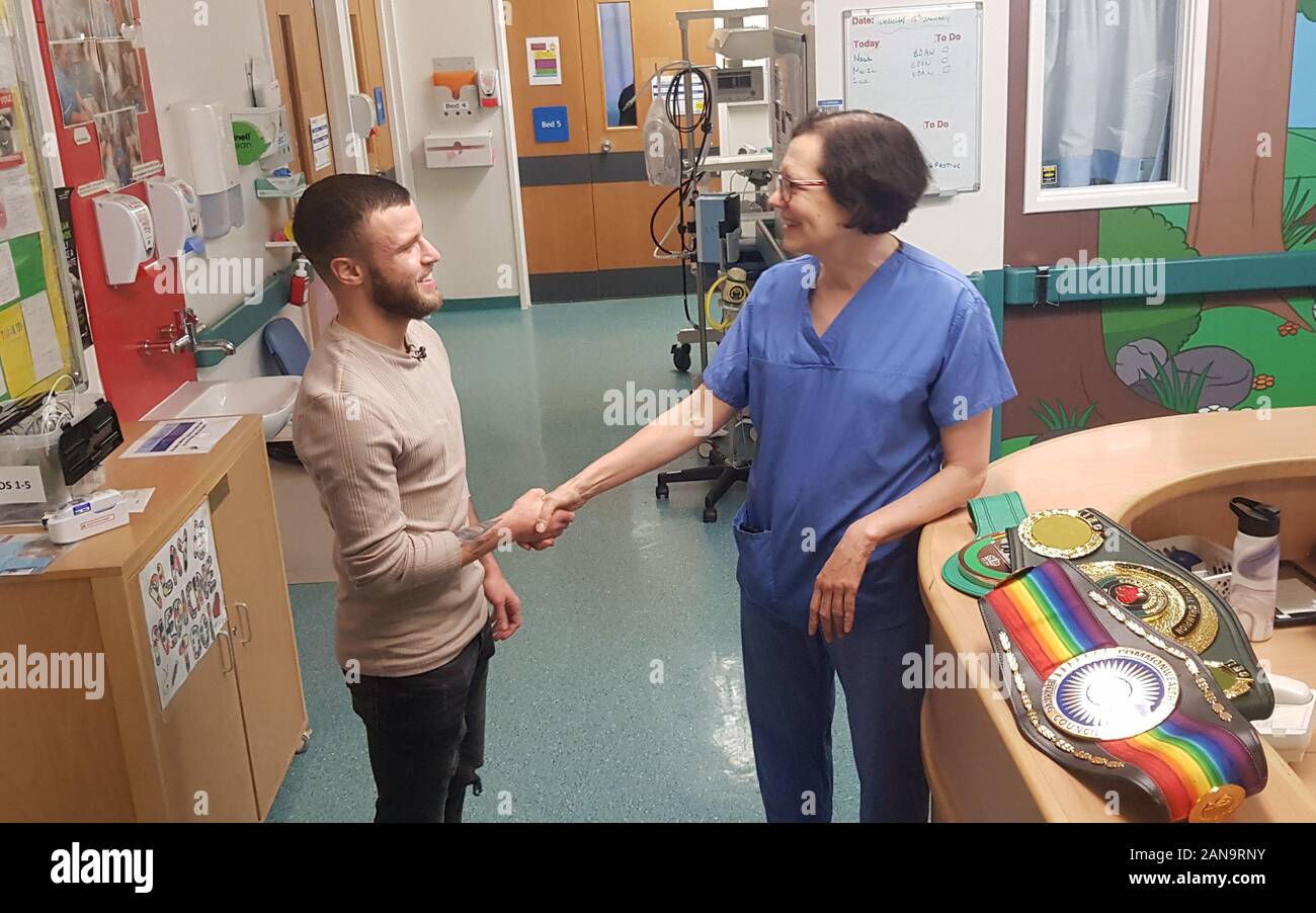 Champion boxer Tommy Frank with surgeon Carin Van Doorn at Leeds ...