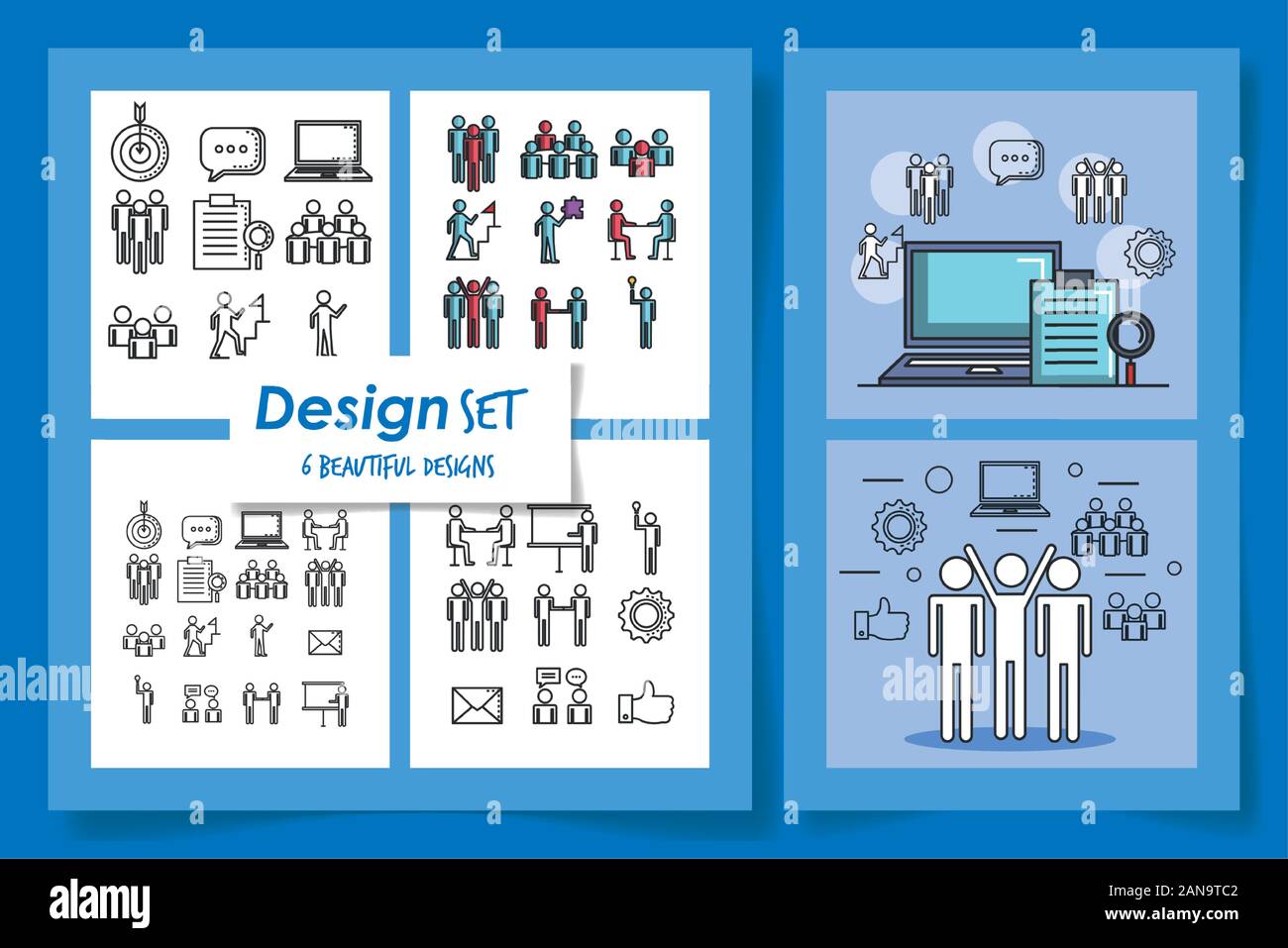 six designs of team work and icons Stock Vector Image & Art - Alamy