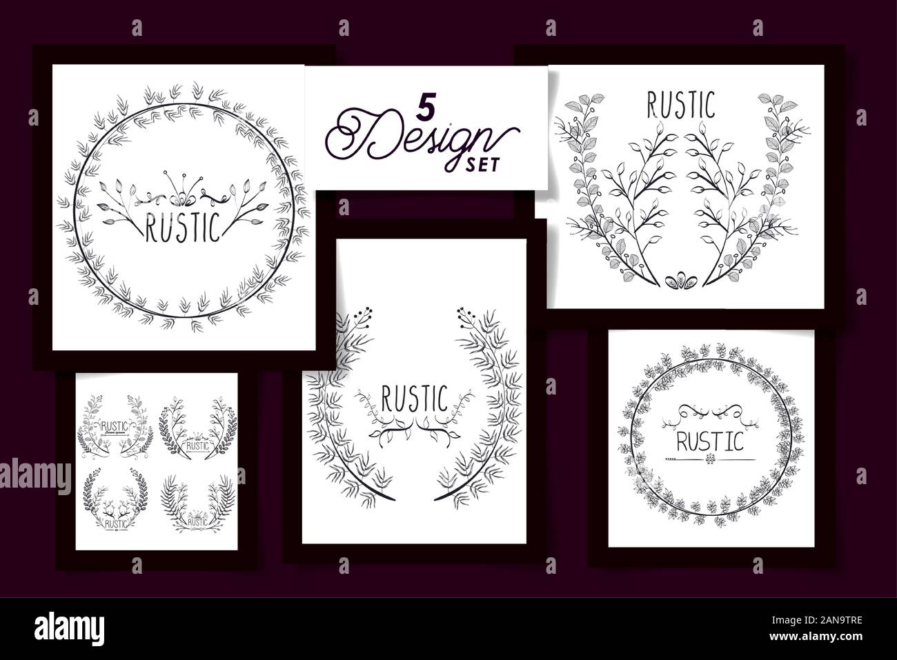 five designs of frames rustic floral Stock Vector Image & Art - Alamy