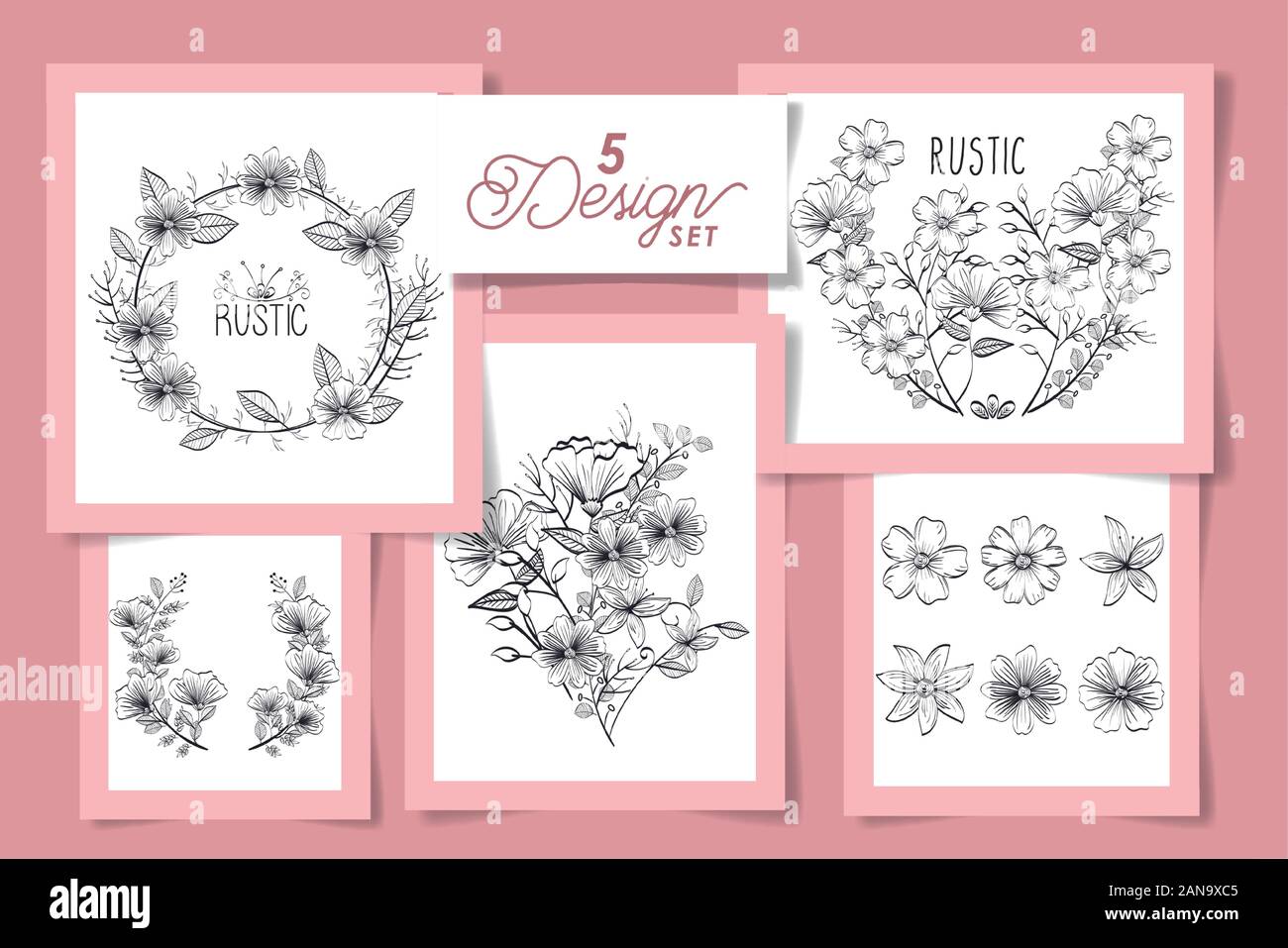 Five leaf flowers Stock Vector Images - Alamy