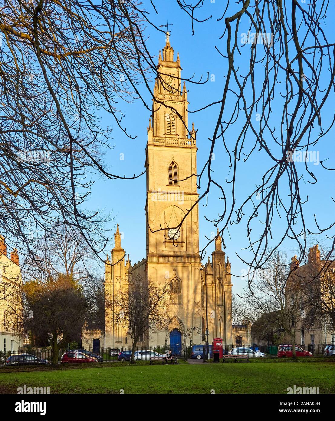 St Paul`s church on Georgian Portland square in Bristol UK with its ...