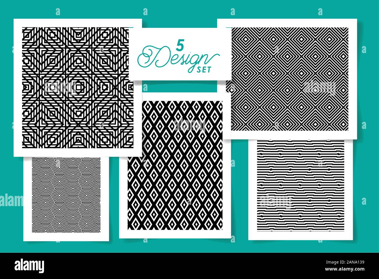 five designs of geometric monochromatic patterns Stock Vector Image ...