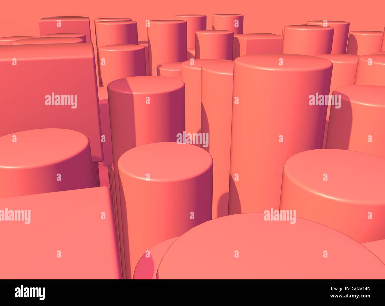 Abstract background with living coral colored pillars structure ...