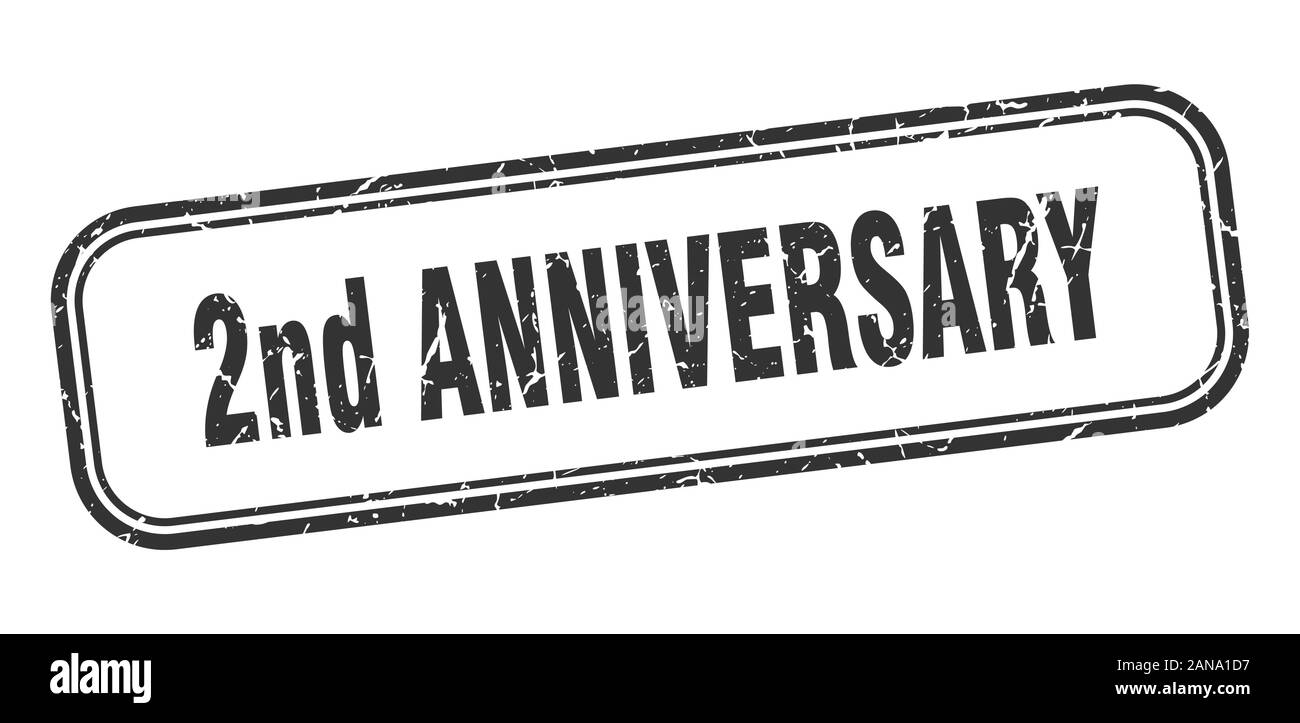2nd anniversary stamp. 2nd anniversary square grunge black sign Stock ...