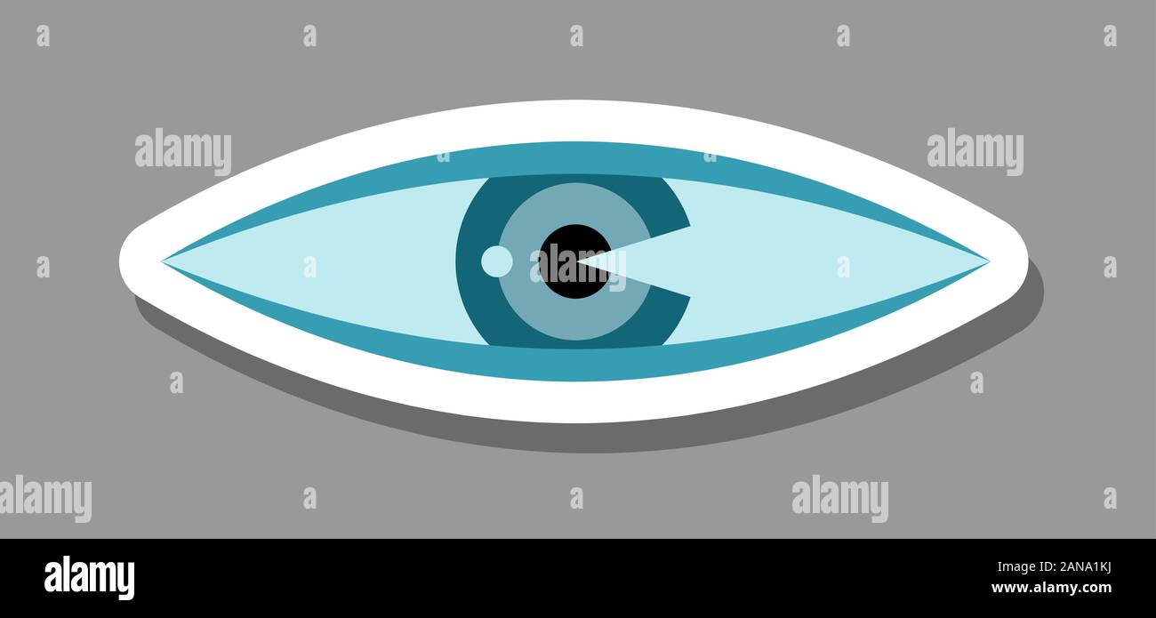 Eye icon that symbolizes vision and view. All the objects, shadows and ...
