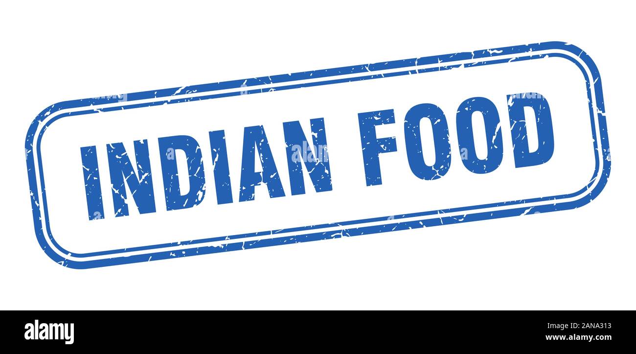 indian food stamp. indian food square grunge blue sign Stock Vector ...