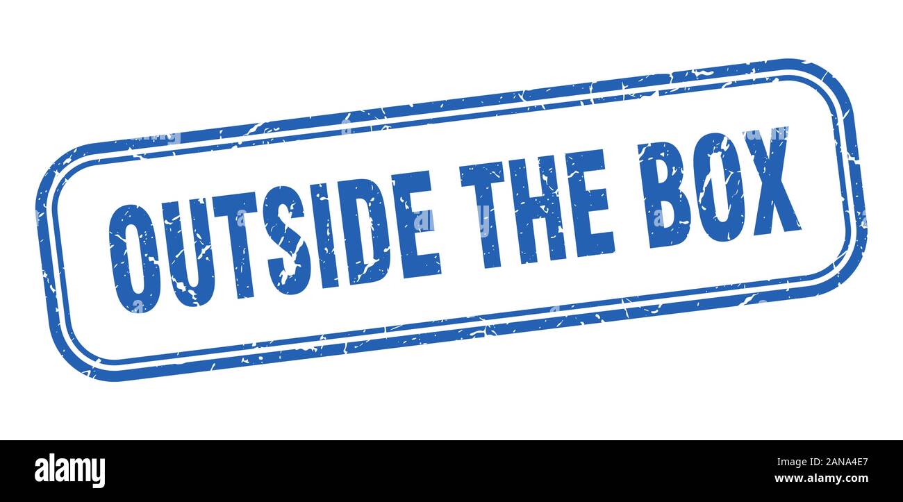 outside the box stamp. outside the box square grunge blue sign Stock ...
