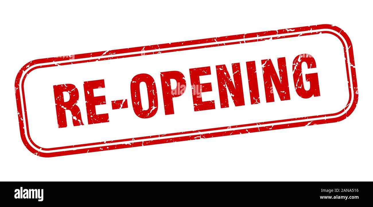 re-opening stamp. re-opening square grunge red sign Stock Vector Image ...