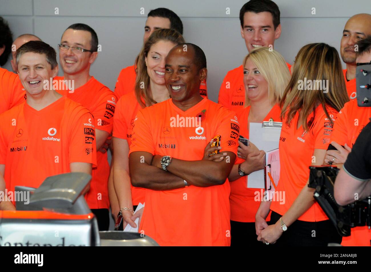 Lewis Hamilton meeting with staff working at McLaren in Woking to thank ...
