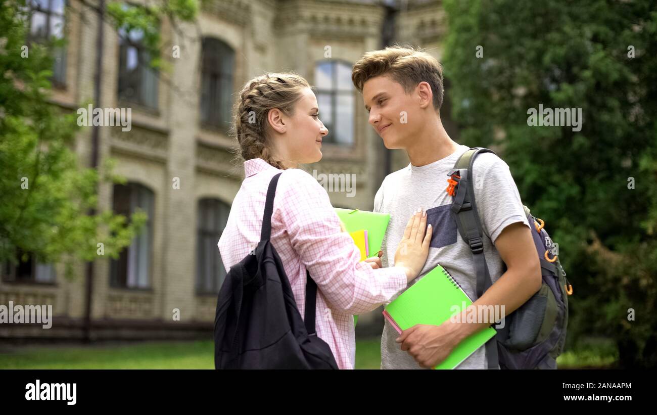 Boy and girl flirting school hi-res stock photography and images - Alamy