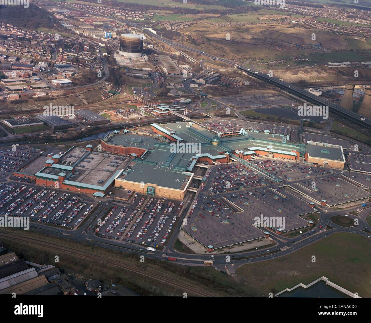 Meadowhall Shopping Centre Sheffield, in 1992, shot from the air, South ...