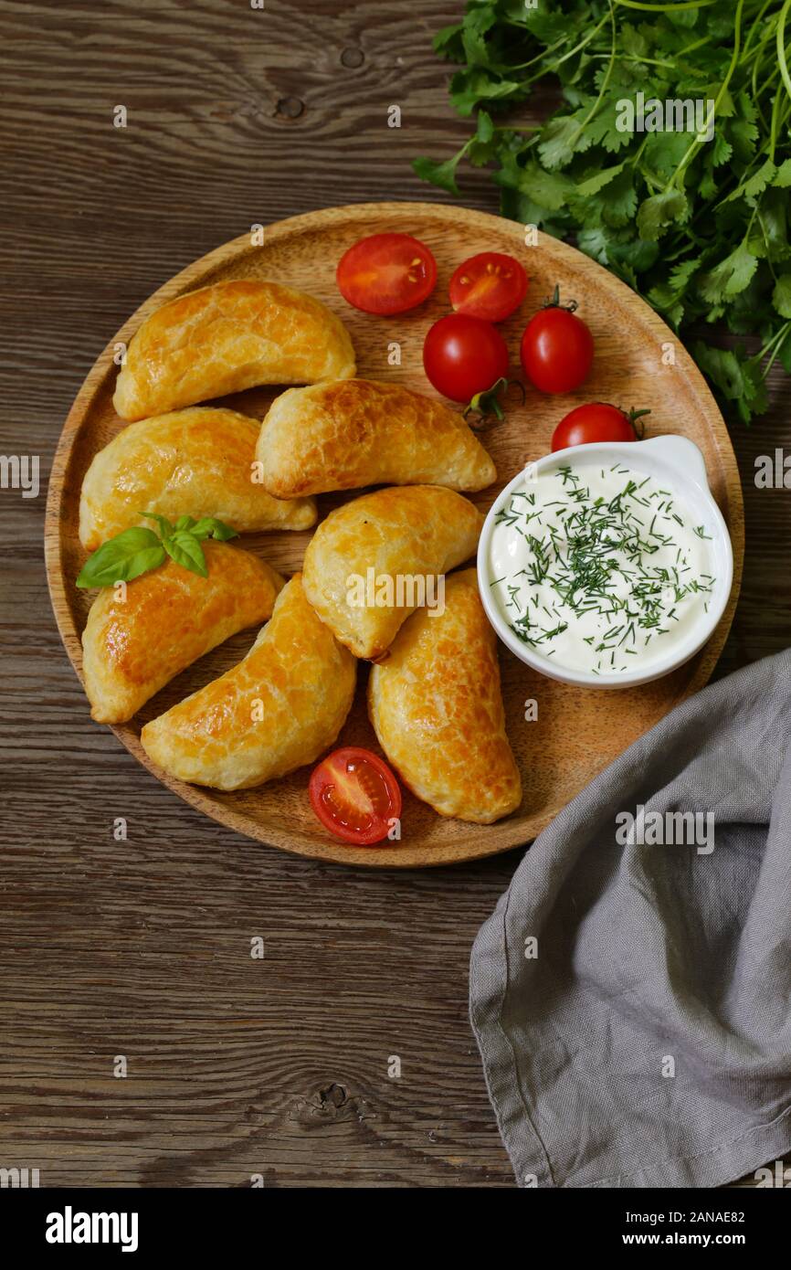 snack samosa fried pies with cheese Stock Photo - Alamy