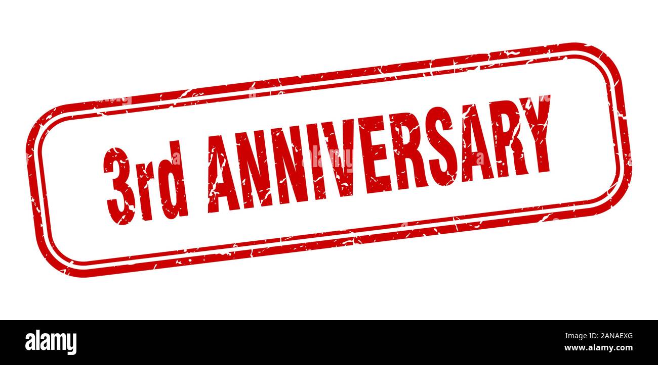 3rd anniversary stamp. 3rd anniversary square grunge red sign Stock ...