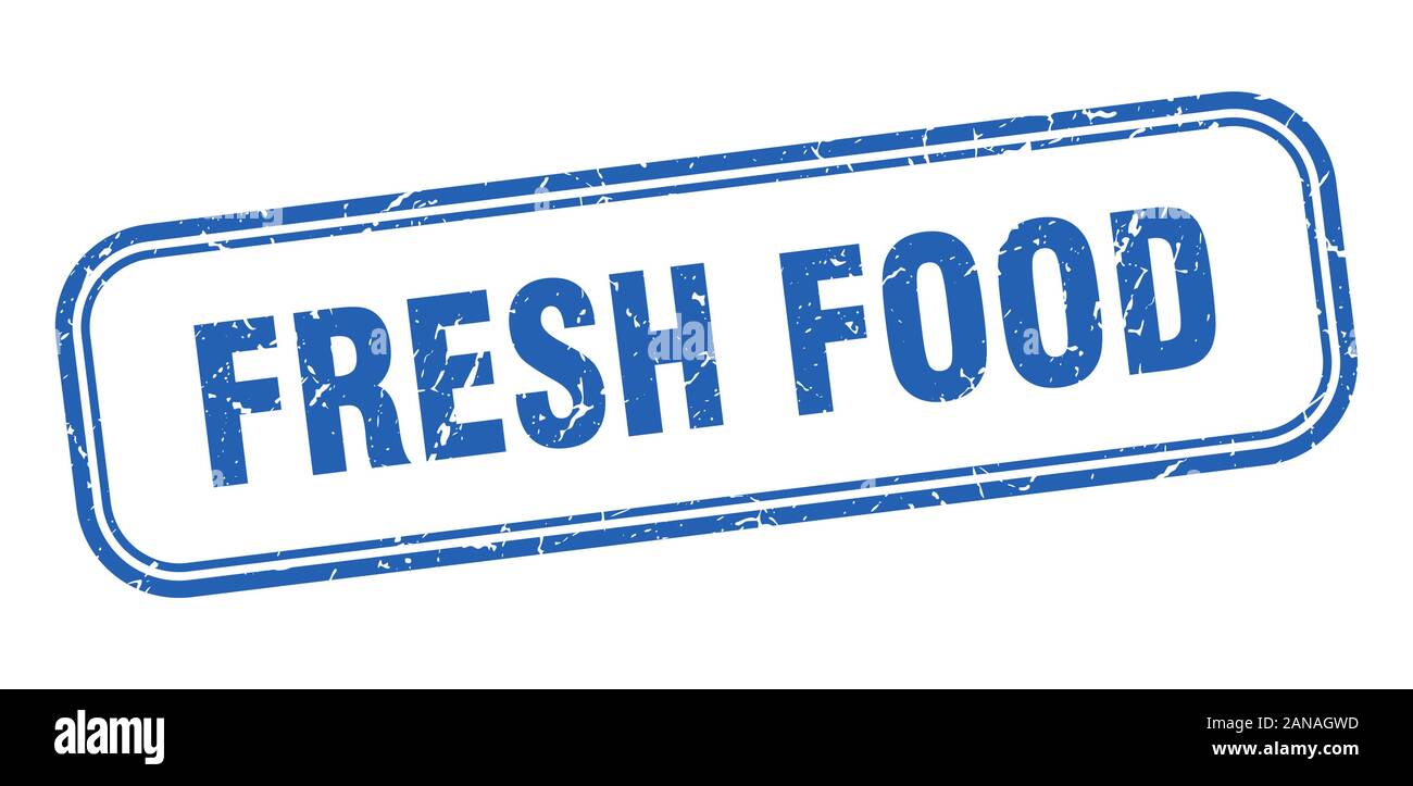 fresh food stamp. fresh food square grunge blue sign Stock Vector Image ...
