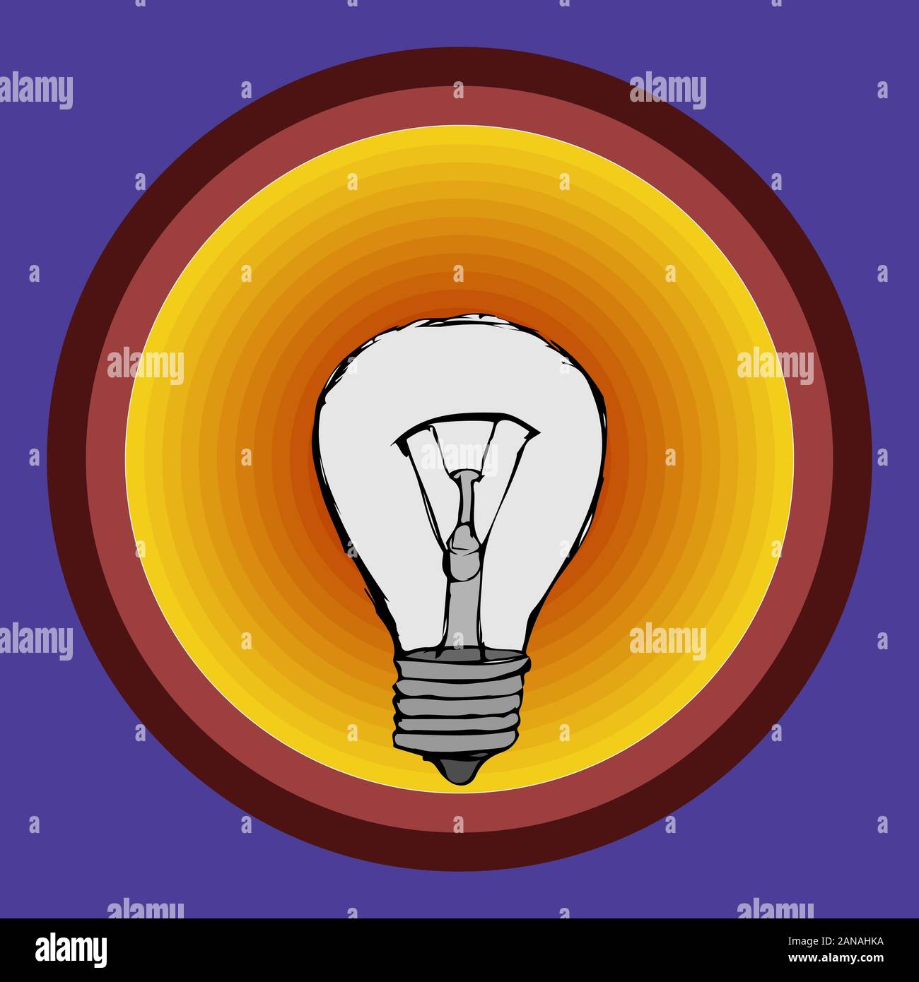 A light bulb drawn by hand on a white background Stock Vector Image ...